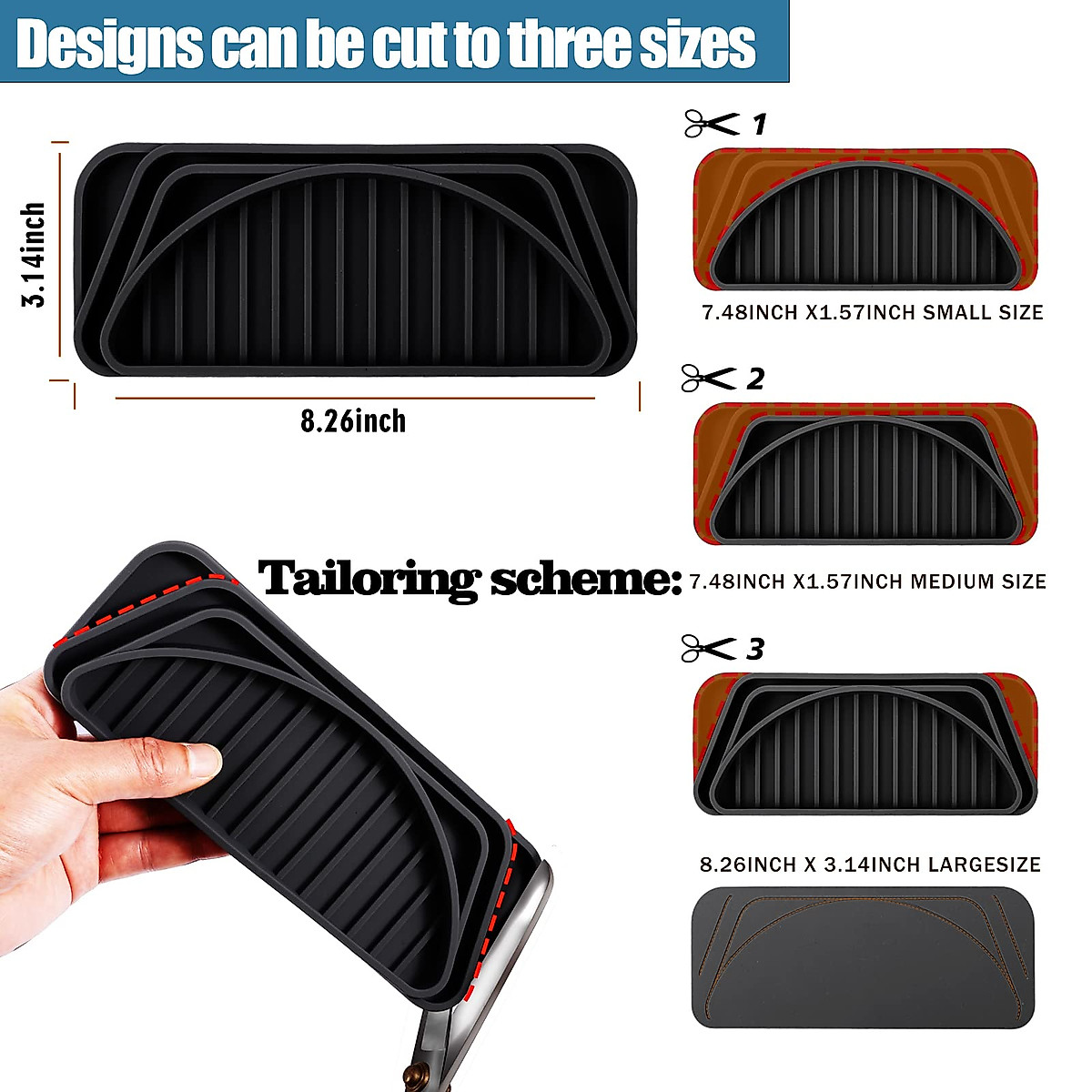 ZHOUYIYI Refrigerator Drip Catcher Tray, Non-slip Cuttable fridge water Dispenser Drip Tray,Fridge Spills Silicone Water Pad Catch Basin for Ge,Whirlpool,Samsung Refrigerator Water& Ice Dispenser