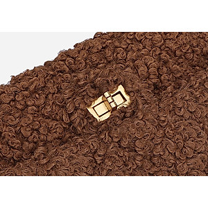 Women Plush Shoulder Bag Fashion Fluffy Crossbody Purse Soft Warm Shopping Dating Bag with Adjustable Chain Strap Indie Cute Tote Bags(Brown)