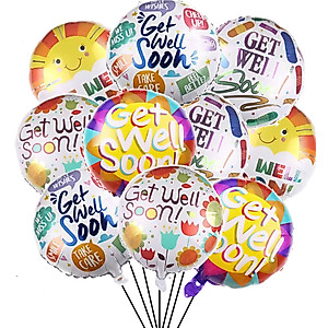 10 Pieces Get Well Soon Balloons Sun Foil Balloons to Express Your Sympathy and Bring a Smile to the Face of a Sick Friend