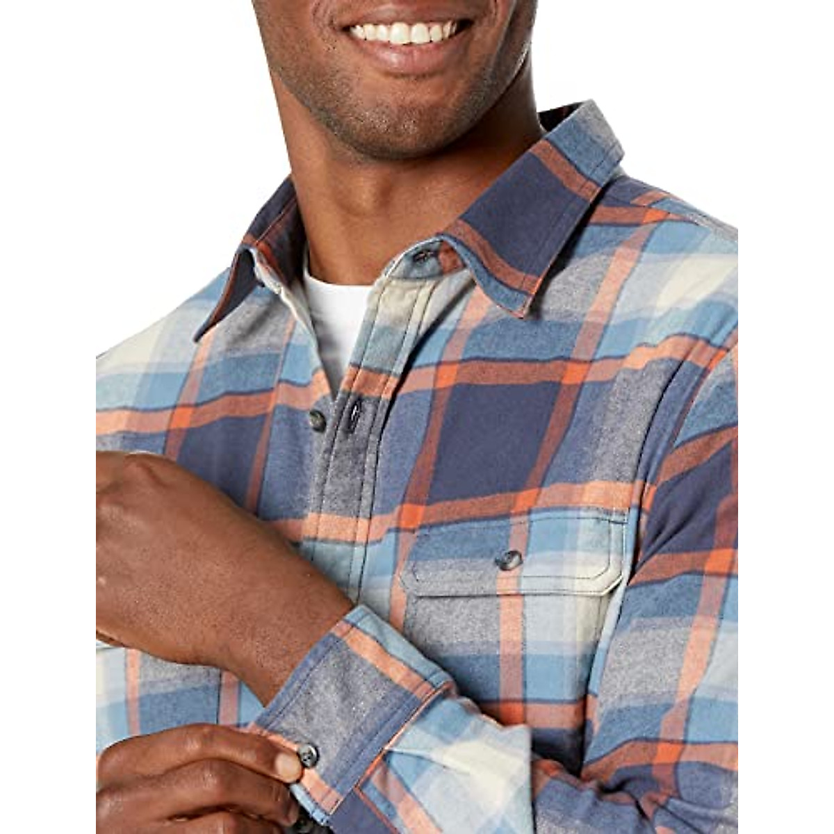 Amazon Aware Men's Regular-Fit Long-Sleeve Flannel Shirt, Blue Plaid, X-Large