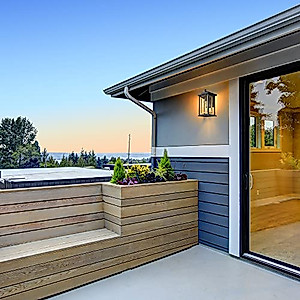 Design House 588707-BGD Hayward Modern Classic 1-Light Indoor/Outdoor Dimmable Wall Light with Open Bottom Black and Gold Frame, Black and GOL