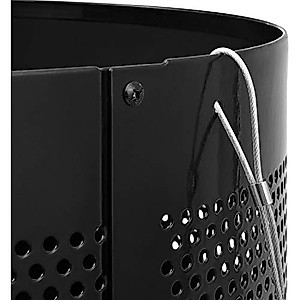 Global Industrial 55 Gallon Perforated Steel Receptacle with Flat Lid, Black
