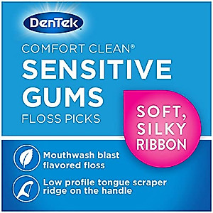DenTek Comfort Clean Floss Picks for Sensitive Teeth, Soft and Silky Ribbon, 90 Count Each (Pack of 2)