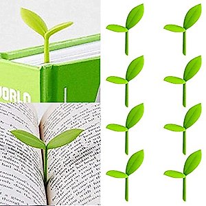 Sprout Little Green Bookmarks Silicone Grass Buds Creative Green Bookmarks, Gifts for Book Lovers Reading, Set of 8