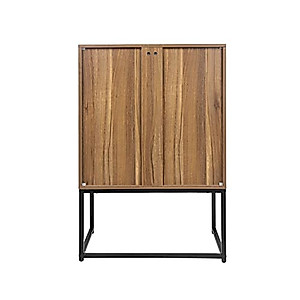 ZeHuoGe Natural Rattan Sideboard Buffet Storage Accent Cabinet with 2 Magnetic Door, Sideboard Buffet Cupboard Accent Cabinet, Built-in Adjustable Shelf Iron Bracket US Delivery (Walnut)