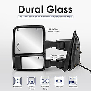 MOSTPLUS Towing Mirror Compatible with 2008 2009 2010 2011 2012 2013 2014 2015 2016 Ford F250 F350 F450 F550 Super Duty Power Heated Mirror w/Led Turn Light (Set of 2)