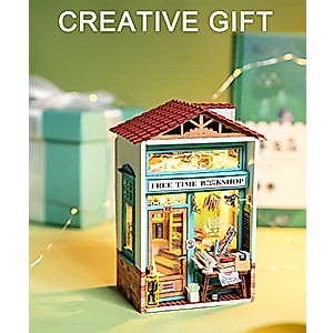 Rolife DIY Miniature Dollhouse Kit Room Making Kit Craft Kits for Adults Gifts for Girls Boys Women Men (Free Time Bookshop)