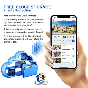 HD Smart Wireless Video Doorbell Camera WiFi with Motion Detector, Doorbell Security Camera, 2.4GHz WiFi, Free Cloud Storage, Night Vision, Two-Way Audio, Real-time Video, for iOS & Android (Doorbell)