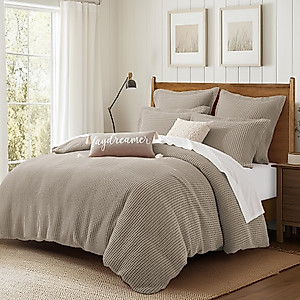 Levtex Home - Mills Waffle Beige Fawn Duvet Cover Set - King/Cal King Duvet Cover + Two King Pillow Cases - Beige Fawn Waffle Weave - Duvet Cover (106 x 94in.) and Pillow Case (36 x 20in.) - Cotton