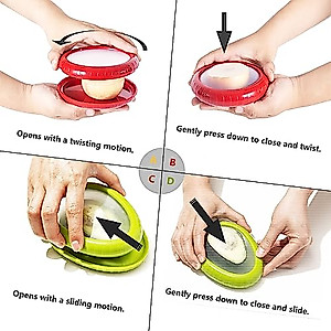 SOOPLEU Avocado Saver and Tomato Holder - Set of 4 Reusable Storage Containers for Fridge - Ideal for Apples, Garlic, Onions, Lemons, and Potatoes