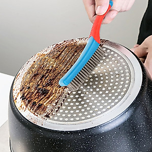 2 Pack Wire Brushes for Cleaning-Heavy Duty Stainless Steel Wire Scratch Brush for Metal Rust Cleaning,Paint Scrubbing with Rubber Covered Handle