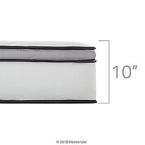 WEEKENDER 10 Inch Hybrid Mattress - Memory Foam and Motion Isolating Springs - Medium-Firm - 10-Year Warranty - California King