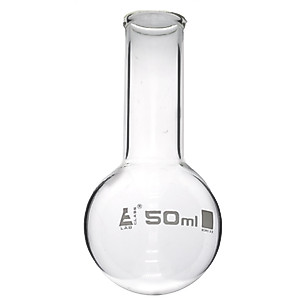 EISCO Boiling Flask, 50ml - Borosilicate Glass - Round Bottom, Narrow Neck (0.7" ID)