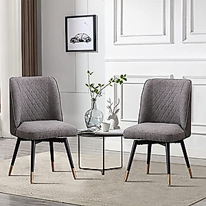 Yongchuag Swivel Dining Chairs Set of 2 Upholstered Accent Chair for Living Room Dining Room Leisure Armless Desk Chair Gray