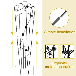 XYADX Meta Detachable Trapezoidal Garden Trellis for Climbing Plants 60 Inches Sturdy Black Patio Plant Support for Indoor Plants Trellis for Rose, Vegetable Flower, Backyard Pack of 2 - Black