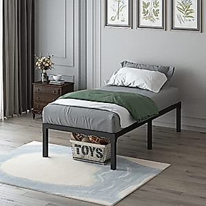 Yitong Angel Twin Bed Frame, 14 Inch High 3500 lbs Heavy Duty Metal Platform, Mattress Foundation with Steel Slat Support/No Box Spring Needed/Noise Free/Non-Slip/Easy Assembly