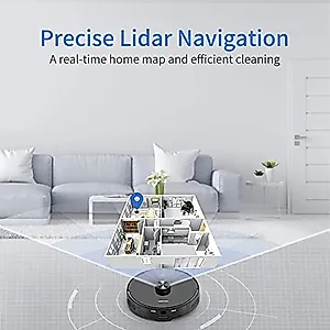 AIRROBO Robot Vacuum and Mop Combo, Self-Empty Robotic Vacuum, 2700Pa Strong Suction, Lidar Navigation, Smart Mapping，250Min Runtime, Work with Alexa and Google Assistant, T10+
