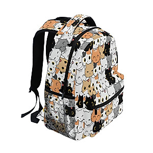 TropicalLife Cute Cats Kitten Pattern Backpacks Travel Laptop Backpack Elementary Book Bag Casual Daypack for Teen Girls Boys Women School