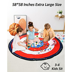INCX Baby Play Mat Cute Children Rug/Mat Toy Storage Bag Organizer 58x58 Inch Captain America1
