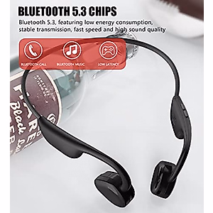 Open Ear Bone Conduction Headphones, Ougngrn Wireless Air Conduction Sport Earphones, Over-Ear Bluetooth 5.3 Lightweight Sweatproof Sports Headset for Running, Bicycling, Hiking,Work Out,Office(Black)