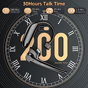 AMINY Wireless Bluetooth Headset with Dual Microphone Noise Cancelling,Auriculares Bluetooth Earpiece 30 Hrs Talking Time V5.3 Bluetooth Earphones Wireless Headset for Trucker/Driving/Office