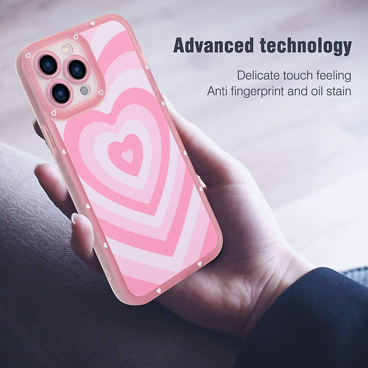 AIGOMARA Compatible with iPhone 11 Pro Max Case Pink Heart Print Cute Pattern Case for Women Girl Full Camera Protective Soft TPU Shockproof Phone Cover for iPhone 11 Pro Max