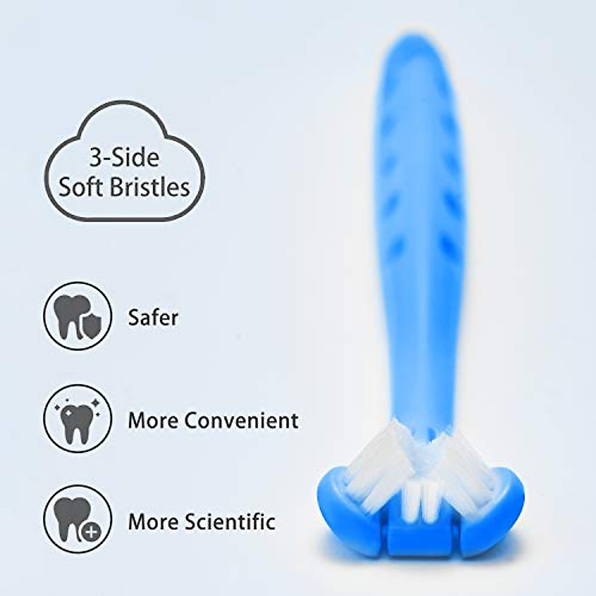 Baby Gifts Children 3 Sided Toothbrush, BPA Free Soft Bristle Easy Grip Manual Toothbrush for Kids Special Needs Training, 3D Toothbrush for Kids 0 1 2 3 4 5 6 7 8 9 10 11 12 Years Olds