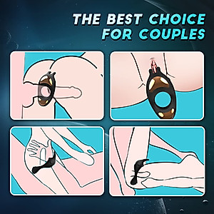 Vibrating Cock Ring with Rabbit Design, Rechargeable Penis Ring Vibrator with 9 Vibration Modes, Erection Pleasure Enhancing Mens Vibrator for Couples Play,Silicone Adult Sex Toys & Games (Black