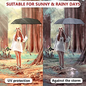 LLanxiry Umbrella Small Compact Travel Umbrellas for Rain Mini Folding Portable Automatic Open/Close Umbrella for Man/Women (High clouds)