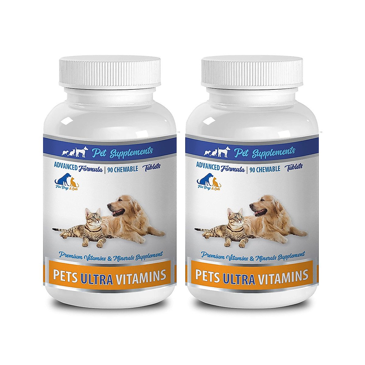 cat Dry Skin Relief - Pets Ultra Vitamins - for Dogs and Cats - Immune Health - Hair and Coat Benefits - cat Vitamin b Supplement - 180 Treats (2 Bottles)