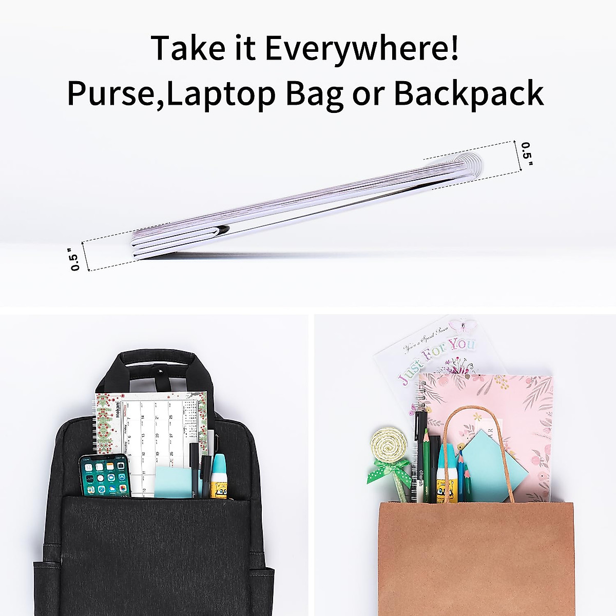 Mokani Small Desk Calendar 2023-2024 (8"x6"), Mini Monthly Desktop Calendar from January 2023 to June 2024, Academic Year Standing Desk Calendars with Planner Stickers