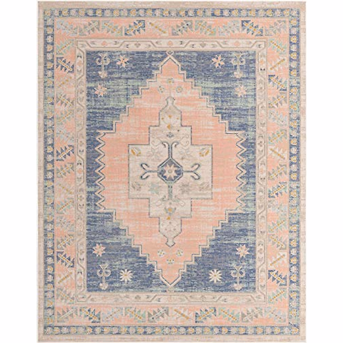 Unique Loom Whitney Collection Area Rug - Geneva (7' 10" x 10' Rectangle, French Blue/ Beige)