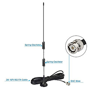 Bingfu VHF UHF Ham Radio Police Scanner Antenna Amateur Radio Mobile Radio Scanner Antenna Magnetic Base BNC Male Antenna Compatible with Uniden Bearcat Whistler Radio Shack Police Scanner Ham Radio