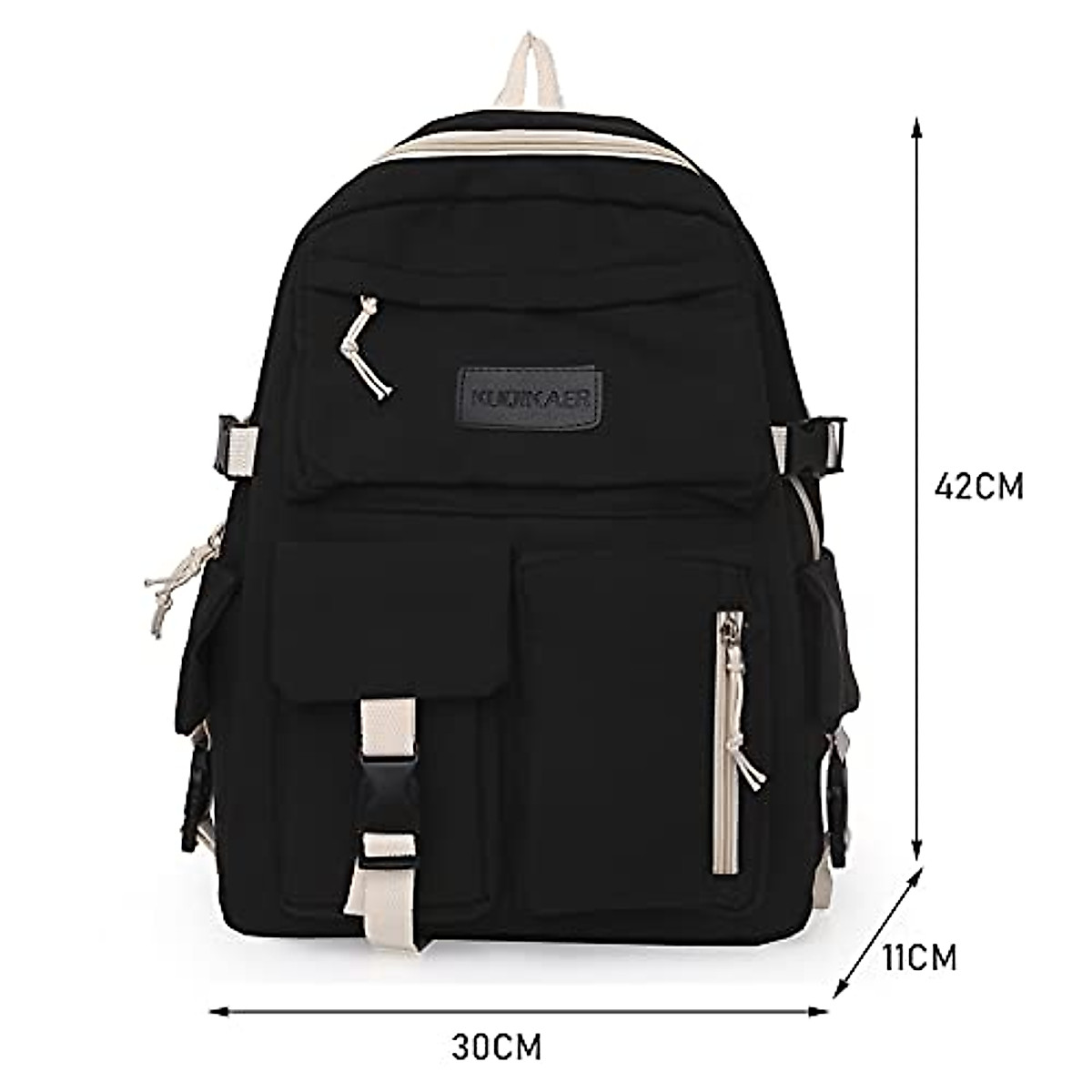 sikiwind Women Fashion Travel Canvas Contrast Color Backpack Large Rucksack (Black)