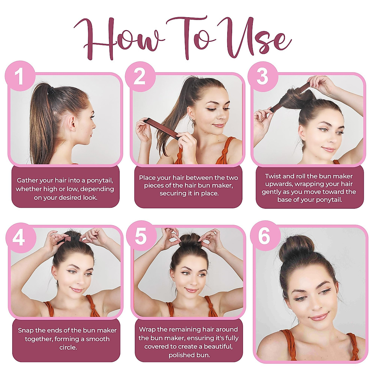 Women's Hair Bun Maker French Twist Hair Fold Wrap Snap by Andlane (1 Brown, 1 Light Brown)