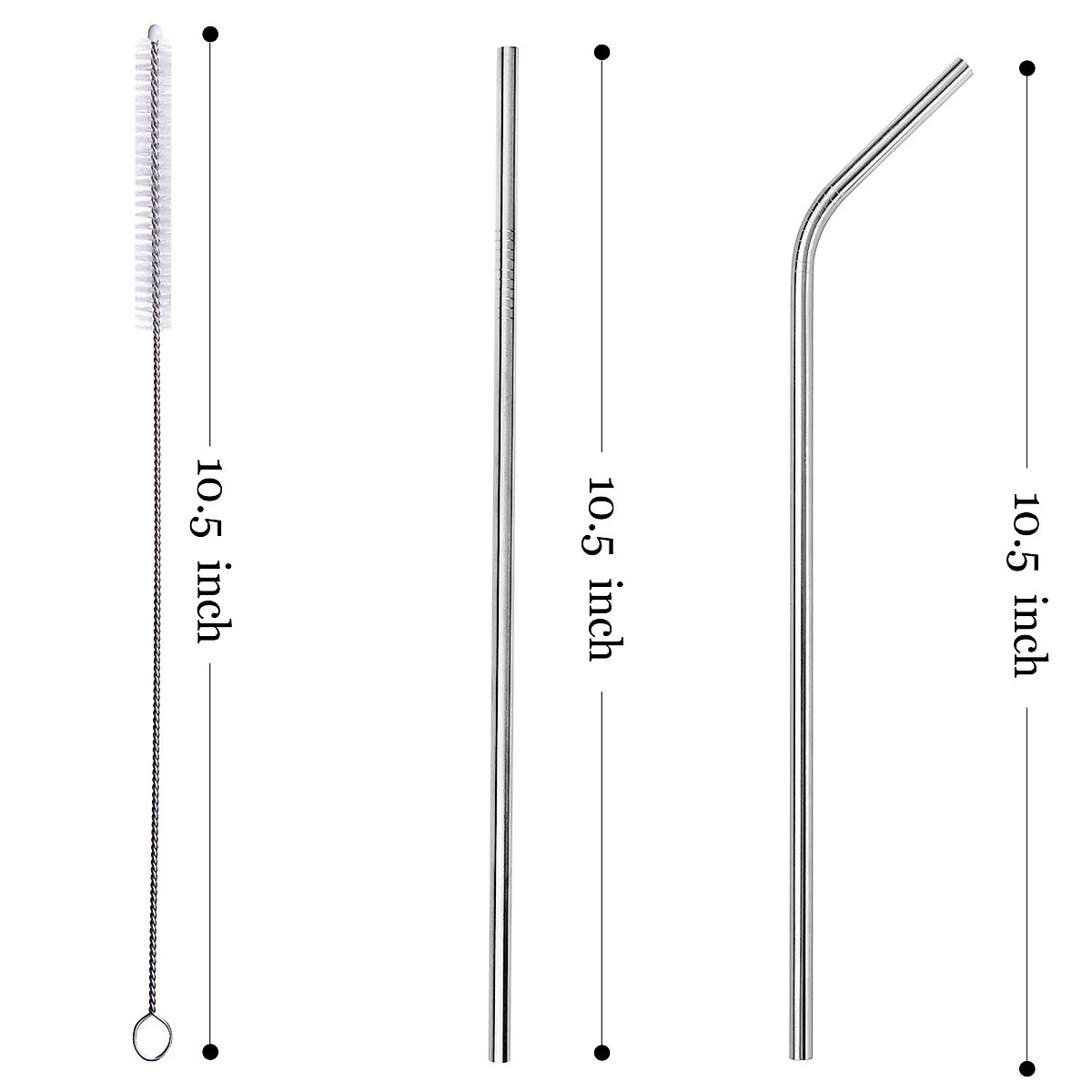 ALINK 8-Pack Stainless Steel Straws, 10.5” Long Reusable Replacement Metal Straws for 20 30 OZ Yeti Tumbler, RTIC, Tervis, Mason Jar, With 8 Silicone Tips, 2 Cleaning Brush and 1 Carrying Case