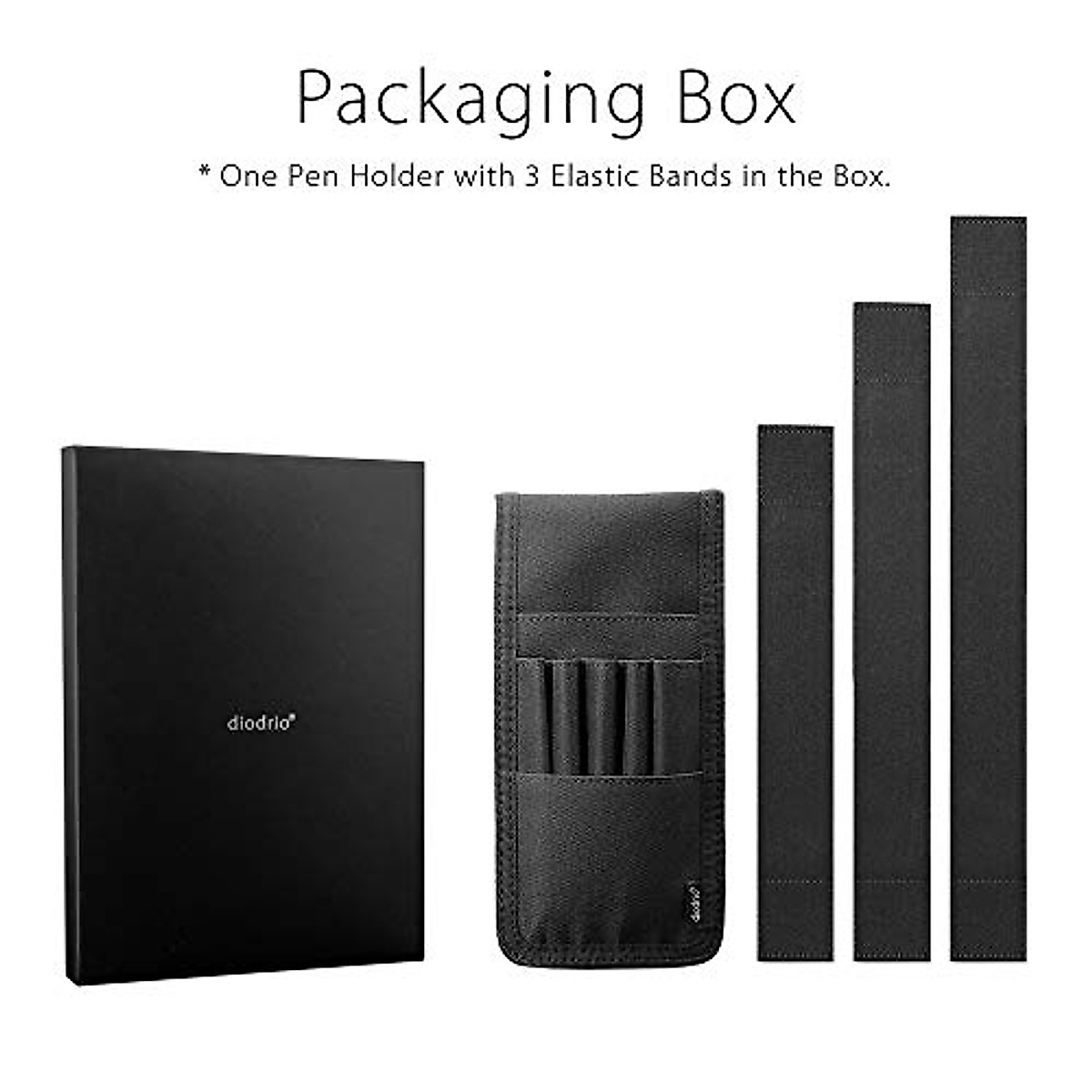 Pen Holder, Pencil Holder, Pen Sleeve Case for Hard Cover Journals, Notebooks, Books, Binders, Hold Multi Pens Pencils Rulers Durable Fabrics, Detachable, Elastic Band. Black.