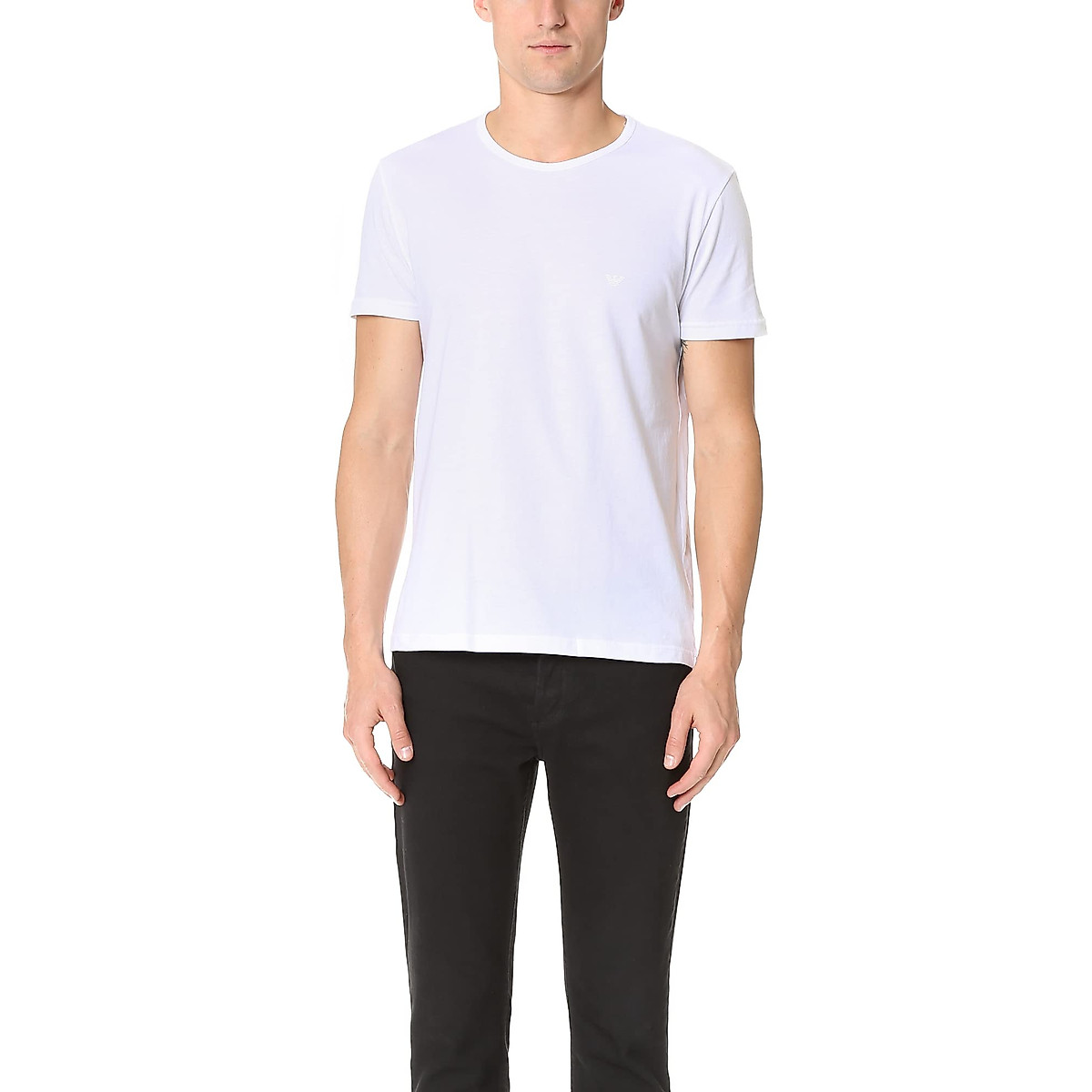 Emporio Armani Men's Cotton Crew Neck T-Shirt, White, Large