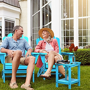 Aoorun Fan Shaped 5-Piece backrest, 420lbs, Widened seat, All Weather Resistant, Foldable HDPE Recyclable Plastic Adirondack Chair-Blue