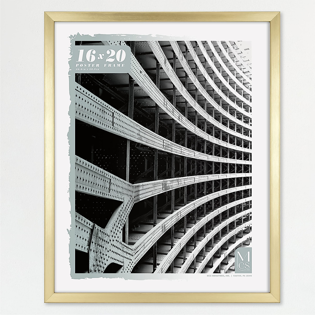 MCS Foundation 16x20 Poster Frame Traditional Brass, Vertical & Horizontal Wall Hanging Large Picture Frame for Photos, Posters & Art Prints (1-Pack)