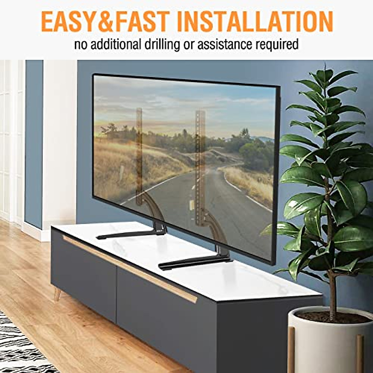 ELIVED Universal TV Stand, Tabletop TV Stand Base for Most 32 to 55 inch LCD LED Flat Screen TVs, TV Legs with 3 Height Adjustments Holds up to 88lbs, VESA up to 800x400mm, Black, YD2005