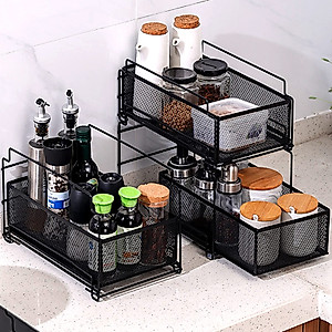 under sink organizers and storage, Xinwukeji Pull Out Cabinet Organizer 2-Tier Slide Out Sliding Shelf Under Cabinet Storage Multi-Use for Under Kitchen Bathroom Under sink organizer