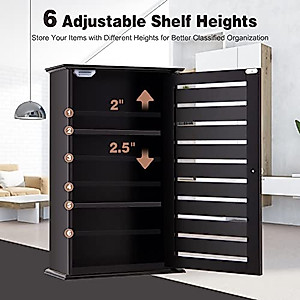 Bathroom Cabinet Wall Mount with Door and Adjustable Shelf, 14"x22" Wooden Medicine Cabinet Over Toilet Storage Wall Hanging Cabinets for Bathroom, Bedroom, Kitchen, Laundry Room (Black)