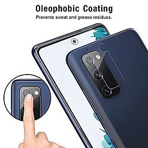 TOCOL 4 Pack Compatible for Samsung Galaxy S20 FE 5G - 2 Pack Screen Protector Tempered Glass and 2 Pack Tempered Glass Camera Lens Protector Bubble Free, Support Ultrasonic Fingerprint Unlock