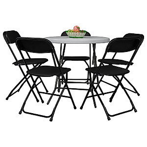 Imseigo 10 Pack Black Plastic Folding Chair, Indoor Outdoor Portable Stackable Commercial Seat with Steel Frame,350lb. Capacity for Events Office Wedding Party Picnic Kitchen Dining (10 Pack, Black)