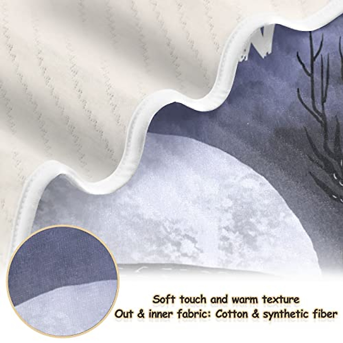 Full Moon Bat Sky Unisex Fluffy Baby Blanket for Crib Toddler Blanket for Daycare with Thick and Soft Material Security Blanket for Stroller Travel Decorative Gift