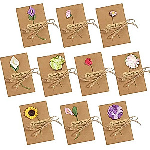 JOHOUSE Holiday Cards Dried Flowers Greeting Cards, 50PCS Handmade Vintage Kraft Blank Note Card Thank Notes, Mothers Day Cards Bulk, Happy Spring Cards