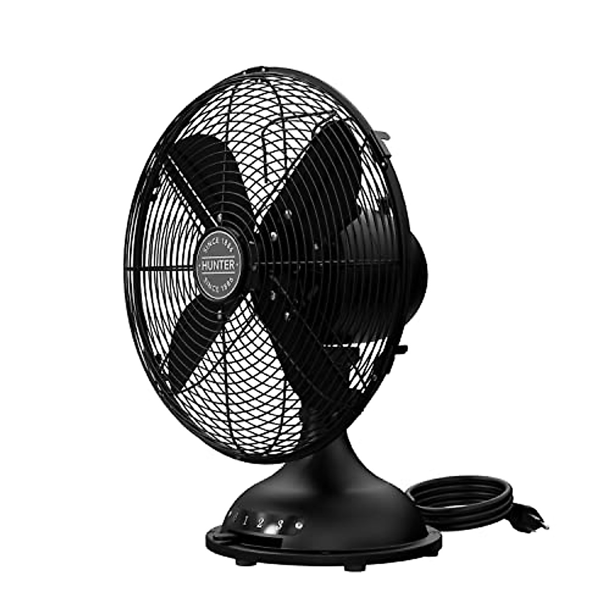 Hunter Classic D12 Portable Desk Fan 12 inch, 3 Speed, Matte Black, 97314