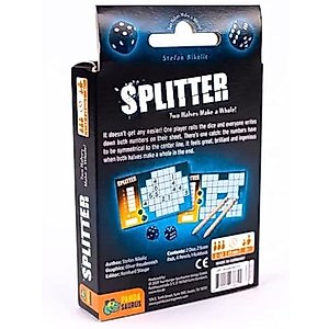 Splitter Dice Game - A Symmetrical Challenge of Numbers and Strategy, Roll-and-Write Puzzle Game, Family Game for Kids and Adults, Ages 8+, 1-12 Players, 15 Minute Playtime, Made by Pandasaurus Games