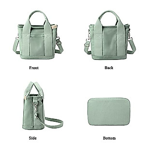 Canvas Tote Bag for Women Stylish Crossboy Handbag Casual Hobo Bag Top Handle Satchel with Multiple Pockets (A-Green)